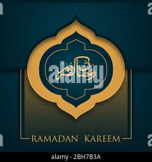 Greeting card design with text Ramadan Kareem for muslim festival Stock ...