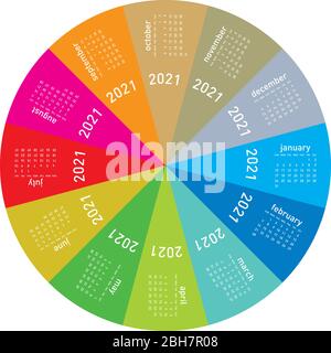 Colorful calendar for 2021. Circular design. In vector format Stock ...