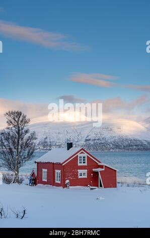 Icebreaker on the Grotsund fjord, north of Tromso, northern Norway ...