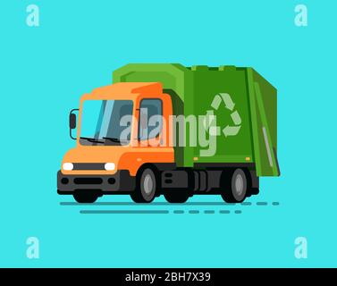 Recycling truck cartoon vector illustration Stock Vector Image & Art ...