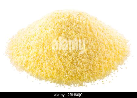 Pile of semolina, a coarse durum wheat flour, isolated, top view Stock ...