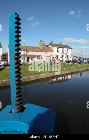 The lock at Heybridge Basin, Essex with the Old Ship Inn in the ...