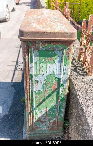 Rusted and peeling paint on an electrical transformer exposed to the ...
