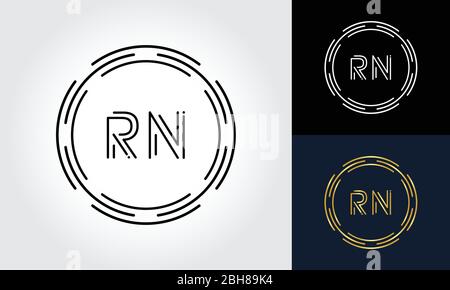 Initial rn letter logo with creative modern business typography vector ...