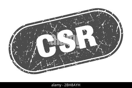 Grunge black CSR Corporate social responsibility word round rubber seal ...