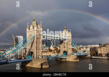 Rainbow over London City skyline Stock Photo - Alamy
