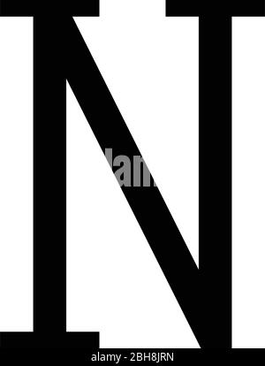 Nu Greek letter icon, Nu symbol in ancient Greek frame, vector ...