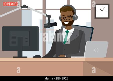 Radio presenter - cartoon people character isolated illustration Stock ...