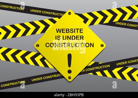 under construction ribbon label sign set. under construction banner ...
