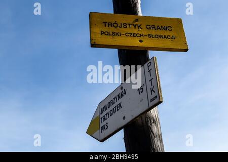 Europe, Poland, Silesian Voivodeship, Trojstyk granic - Jaworzynka ...