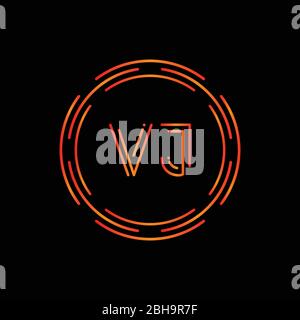 Creative Letter VJ Logo Vector Template With Black Color. VJ Logo ...