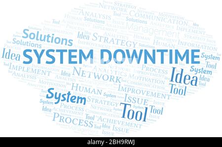 System Downtime typography vector word cloud. Wordcloud collage made ...