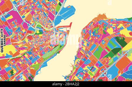 Map of Quebec City in Canada in grayscale. Contains layered vector with ...