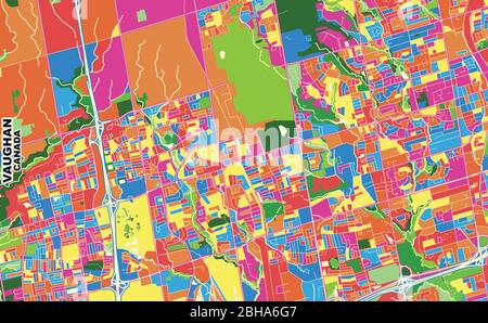 Map of Vaughan city, Ontario, Canada. Horizontal background map poster ...