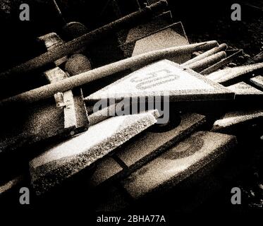 Signs, dismantled, filed, hoarfrost, digitally processed, RailArt Stock ...