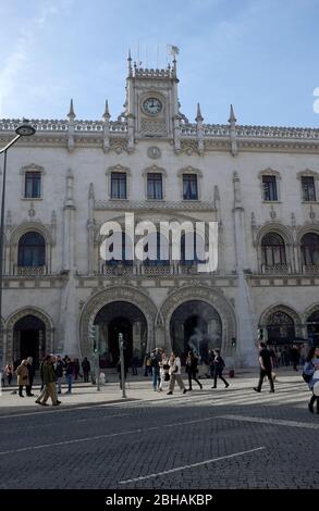 The historic Rossio trains station, Lisbon, Portugal. Long exposure ...