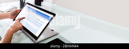 Filling Digital Survey Form On Laptop Screen Stock Photo - Alamy