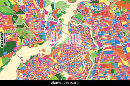 Map of Ottawa city, Ontario, Canada. Horizontal background map poster ...