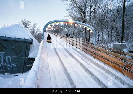 Old Quebec City street under the snow Stock Photo - Alamy