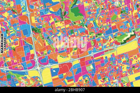 Markham map. Detailed vector map of Markham city administrative area ...