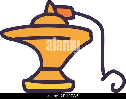 Lamp aladdin magic vector icon. Aladin genie lamp bottle wish cartoon illustration Stock Vector ...