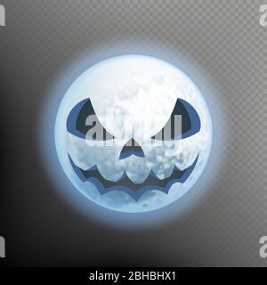 Halloween postcard with an ominous moon. Scary face on the Moon ...