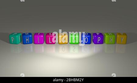 combination of WORD built by cubic letters from the top perspective ...