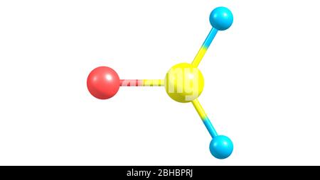 Formaldehyde (CH2O) molecule, chemical structure. Atoms are represented ...