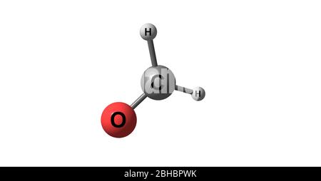 Formaldehyde. Molecular model of the organic compound formaldehyde ...