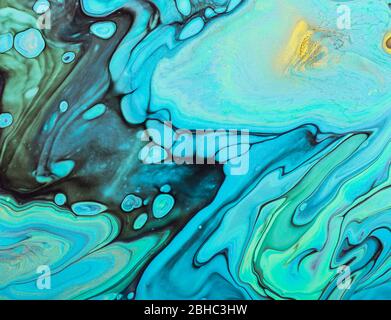 Vibrant Green and Black Acrylic Fluid Art Texture, Abstract Digital ...