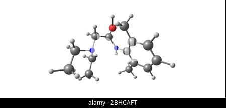 Lidocaine local anesthetic drug molecule. Also known as xylocaine or ...