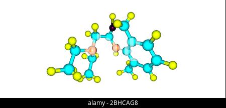 Lidocaine local anesthetic drug molecule. Also known as xylocaine or ...