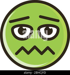 Scared smile emoticon emoji line art icon. Vector isolated cartoon ...
