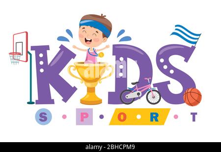 Cartoon Kids Sports Banner Design illustration Stock Vector Image & Art ...