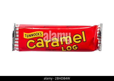 Tunnock's Caramel Log is a wafer and caramel biscuit fully covered in ...