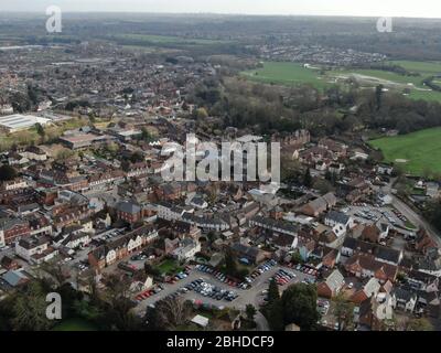 aerial view of Wimborne Minister church and town centre Stock Photo - Alamy