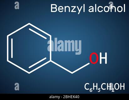 Benzyl alcohol, C7H8O molecule. It is aromatic alcohol, is used as ...
