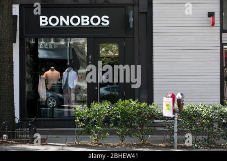 A logo sign outside of a Bonobos retail store location in Bethesda ...