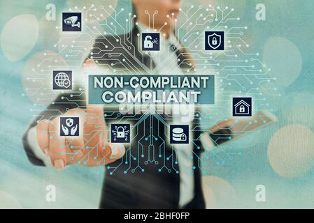 Writing note showing Non Compliant Compliant. Business concept for ...