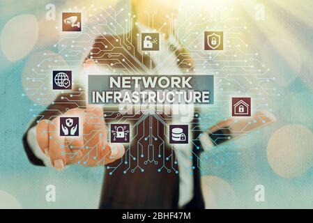 Writing note showing Network Infrastructure. Business photo showcasing ...