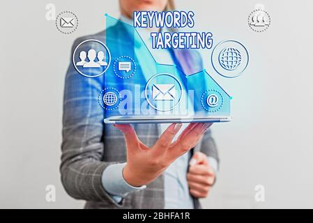 Writing note showing Keywords Targeting. Business photo showcasing Use ...