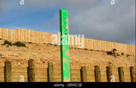 Fences and a boundary marker in a new housing subdivision in Wellington ...