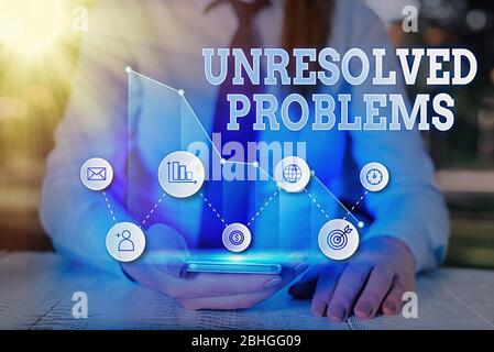 Writing note showing Unresolved Problems. Business concept for those ...