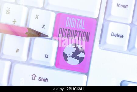 Writing note showing Digital Disruption. Business photo showcasing ...