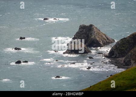 Wairaka rocks on Wellington's west coast south of Pukerua Bay, Porirua ...