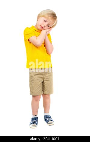 Portrait of a boy is very tired and wants to sleep, bruises under eyes ...