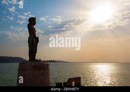 Bhopal / India 11 March 2019 Statue of king raja bhoj in upper lake ...