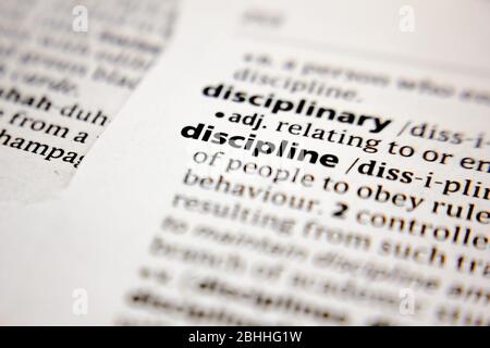 Definition of word discipline in dictionary Stock Photo - Alamy