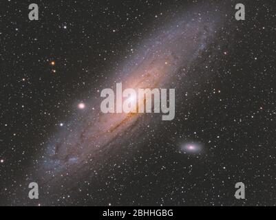 The Andromeda Galaxy, also known as Messier 31 and the satellite galaxies M32 and M110. Star map ...