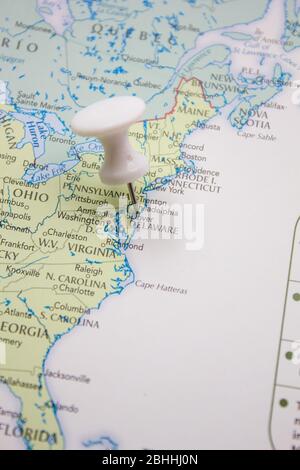 American state Delaware on the map of the world or atlas Stock Photo ...